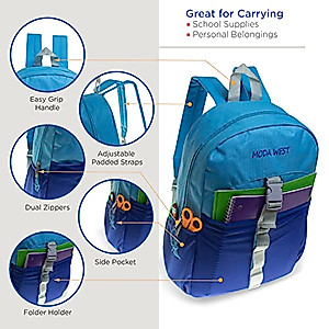 Moda West 24 Pack 17 inch Wholesale Bulk Backpack In Assorted Colors