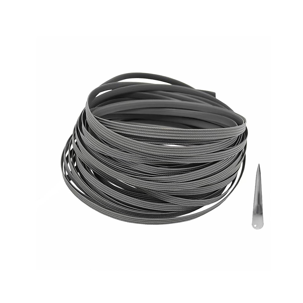 Rattan Furniture Fixing Kit (Contains Weaving Tool), Wicker Repair Material, Grey Flat Plastic Woven Material for for Knit and Repair Rattan Chair Table Basket-70m (220 ft) (Gray)