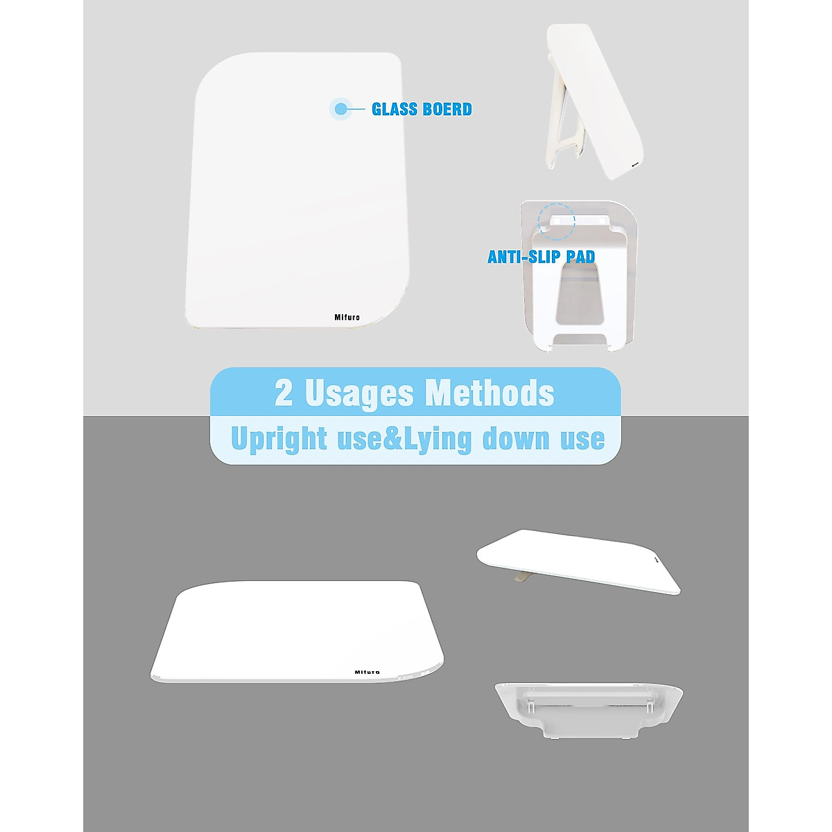 Mifuro 12 x 8 Inches Glass Desktop Whiteboard, Small Dry Erase White Board with Storage Unit, Computer Keyboard Stand, Desk Organizers for Office, Home and School Accessories Supplies (White)…