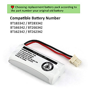 Battery BT162342 / BT262342 BT183342/BT283342 BT166342/BT266342 2.4v 800Mah Battery Pack for VTech CS6114 CS6419 CS6719 AT&T EL52300 CL80112 VTech CS6719-2 Cordless Handsets (Pack 4)