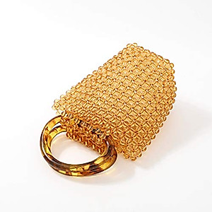 YUSHINY Women Colored Transparent Beaded Acrylic Handbag Handmade Evening Bags for Wedding Party