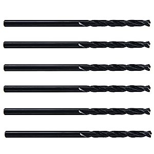 MAXTOOL 7/32""x6" 6pcs Identical Aircraft Extension Drills HSS M2 Extra Long Deep Twist Drill Bits Straight Shank Fully Ground Black; ACF02B06R14P6