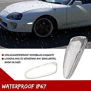 KENRTIR Clear Lens White LED Lamp Compatible with 1997 1998 Toyota SUPRA MK.4 & 2000-2005 Toyota Celica Front Corner Fender Side Marker Light