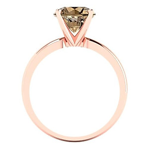 Clara Pucci 1.9ct Round Cut Solitaire Brown Champagne Diamond Bridal Designer Wedding art deco Anniversary Ring in 14k Rose Gold