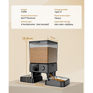 oneisall Automatic Cat Feeder for 2 Cats, 20 Cups/5L Automatic Cat Food Dispenser for Small Pets Indoor, Timed Cat Feeder for Dry Food