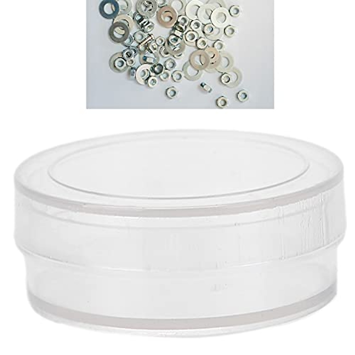 Buachois 50Pcs Plastic Round Transparent Storage Box Stackable Cylindrical Watch Parts Beads Container with Lid Crafts Hardware Jewelry Organizer Display Case