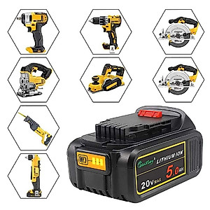 waitley 20V 5.0Ah Replacement Battery Compatible with Dewalt DCB200 20 Volt Cordless Power Tools