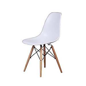 GIA Contemporary Armless Dining Chair with Wood Legs, Set of 4, White