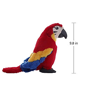 Levenkeness Macaw Parrot Plush, Red Bird Stuffed Animal Plush Toy Doll Gifts for Kids 9.8"