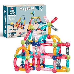 csvictory Magnetic Balls and Rods Set, Magnetic Blocks Toy for STEM, Magnetic Building Blocks with Magnetic Rods & Balls, Magnetic Sticks and Balls Building Set for Kids Age 3+ (66 PCS)