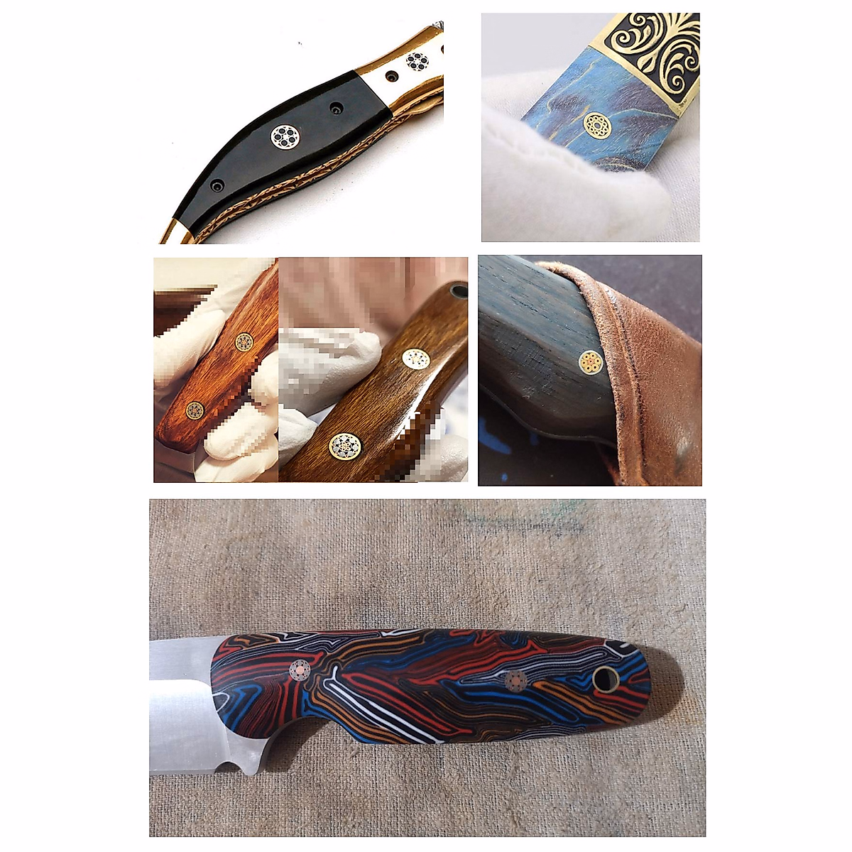 NC HAISDA Mosaic Pins for Knife Handle Custom Knives Blank Scales Grips Blades, EDC Pocket Hunting Folding Knives Pivot Pin, 9.5cm (B, 5mm)