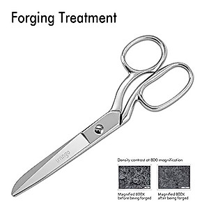 LIVINGO 8" Professional Heavy Duty Tailor Fabric Scissors, Dressmaker Sewing Classic Stainless Steel Ultra Sharp Forged Shears, Bent