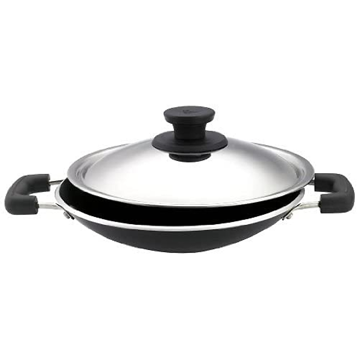 Pigeon Non Stick Appam Pan, 8" Appam Kadai with Stainless Steel Lid, Residue Free Appam Maker for Induction Cooker, Appa Chatty Breakfast Appam Pan Patra, Palappam Maker, Egg Hopper Pan for Omelettes
