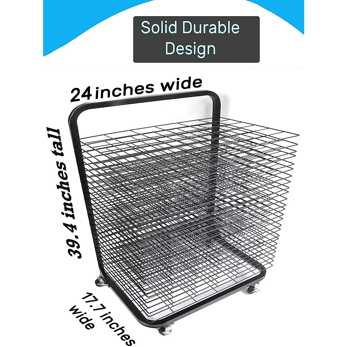 Joymaney Art Drying Rack - Mobile Metal Art Storage Rack with Extra Large 25 Removable Shelves, Art Organizer for Kids, Art Studio Organization and Storage, Artwork Storage, Craft Room