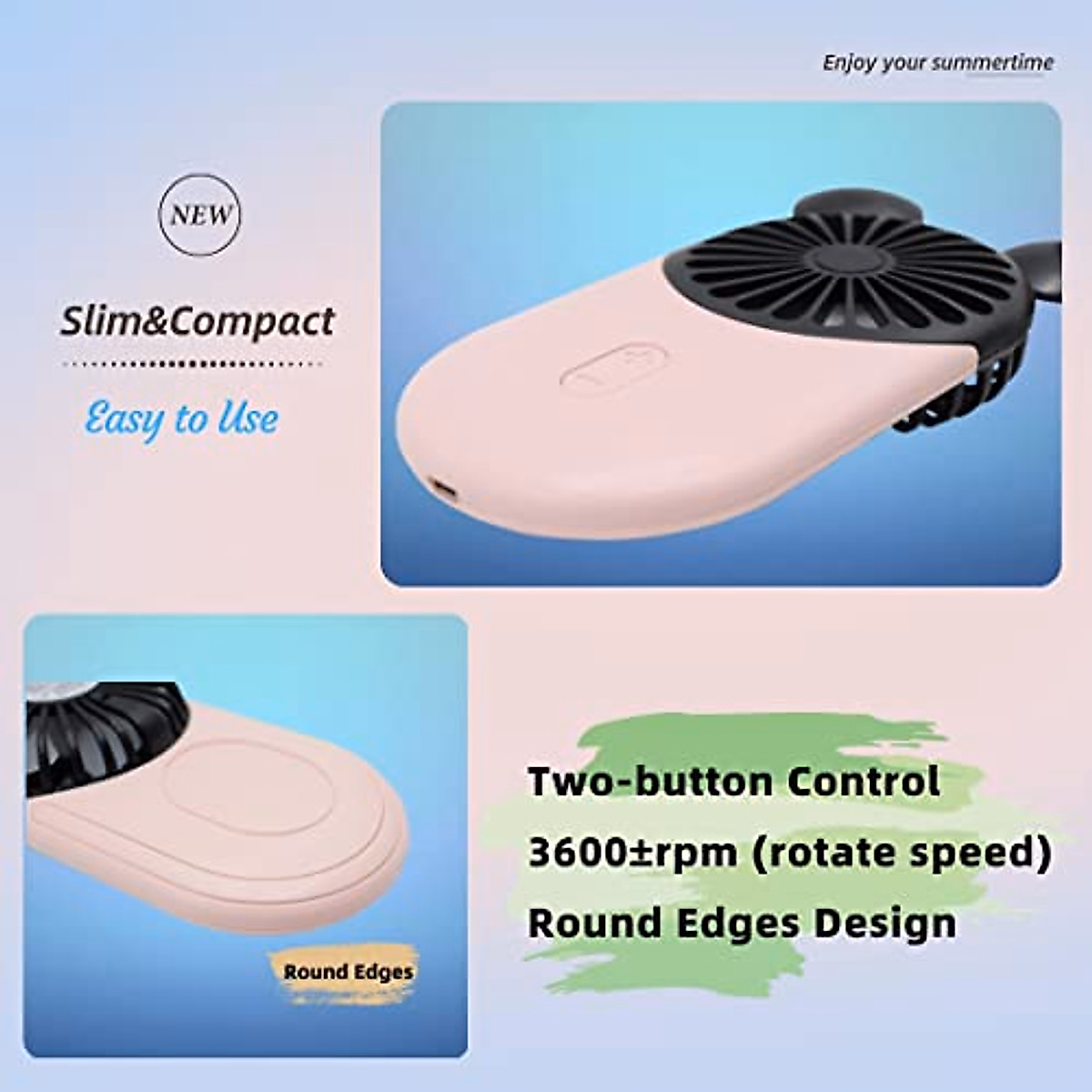 DecoLife Cute Mickey Personal Mini Fan, Handheld & Portable USB Rechargeable Fan with Beautiful LED Light, 3 Adjustable Speeds, Portable Holder, Perfect for Indoor Or Outdoor Activities (2Pcs)