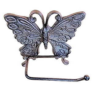 Carver's Olde Iron Lori's Rustic Brown Butterfly Bathroom Accessory Set 4 pc with Hardware
