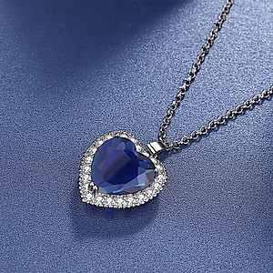 AILUOR Titanic Heart of the Ocean Necklace, Silver Necklace Pendants Jewelry Mother's Day Gift