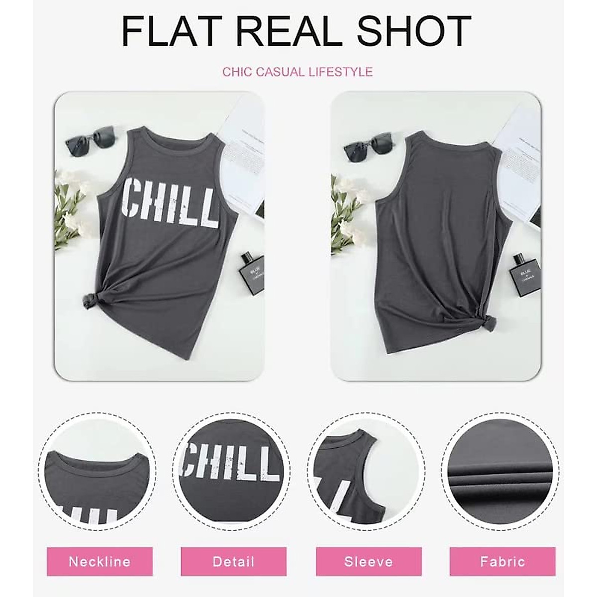 Dokotoo Womens Ladies Summer Casual Letters Print Graphic Tees Crewneck Cotton Soft Sleeveless Blouse Shirts Workout Long Cami Tank Tops for Women Loose Fit