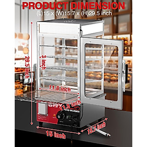 PYY Bun Steamer Electric Food Display - Upgrade Automatic Temperature Control 5 Layers Display Stainless Steel Commercial Bun Steamer For Kiosk, 1200W/110V