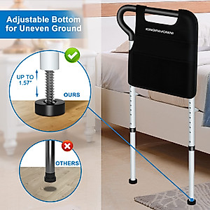 KingPavonini Bed Rails for Elderly Adults Safety - Adjustable Bed Cane with Non-Slip Ergonomic Handle and Storage Pocket, Stable Bed Assist Rails for Seniors Hold up to 300 Lbs, Tool-Free Assembly