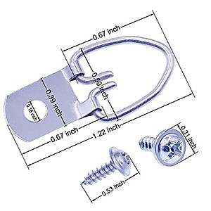 D-Ring Picture Hangers with Screws, 50 Pcs Single Hole Picture Hanging Hardware, Picture Hooks for Mirror, Clock, Decoration, Paintings, Artwork Picture Frame