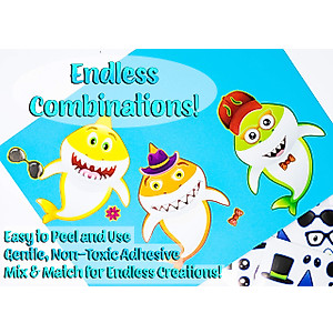 Edgewood Toys 24 Make A Shark Stickers For Kids - Great For Birthday Party Favors, Decorations, & Prizes - Let Your Kids Get Creative & Design Their Favorite Shark Stickers – Fun Kids Craft Activity