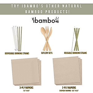 Ibambo 50 Pack Bamboo Cocktail Napkins - 2-Ply Ecofriendly Beverage Napkins - Bar Napkins for Home, Parties - 4.5x4.5 Inch Folded Drink Napkins - Disposable Napkins for Serving Drinks, Small Food
