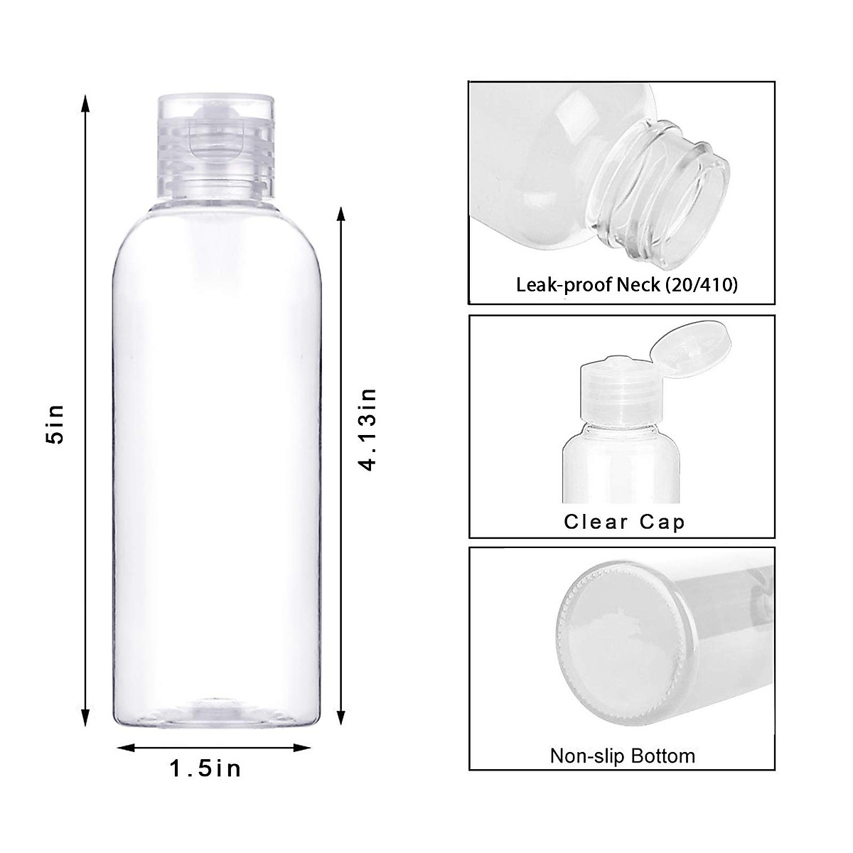 YICTEK Plastic Travel Bottles for Toiletries TSA Approved,100ml/3.4oz Empty Small Squeeze Travel Size Bottle Containers with Flip Cap(6 Pack)