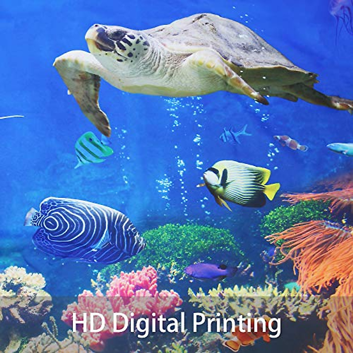 MitoVilla Tropical Ocean Shower Curtain Set with Bathroom Rugs and Mats, Blue Underwater Seascape of Coral Reef and Fish Sea Turtle and Shark Bathroom Sets with Shower Curtain and Rugs and Accessories