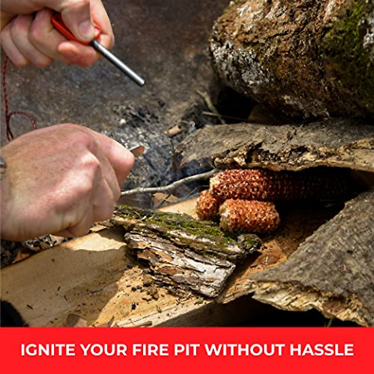 FIRECORN Fire Starter - All Natural Instant Firestarter for BBQ, Campfire, Pizza Oven, Firepit, Charcoal, Briquette - 1 Bag (200 Grams)