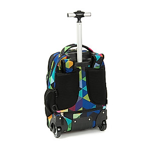 Tilami Rolling Backpack Armor Luggage School Travel Book Laptop 18 Inch Multifunction Wheeled Backpack for Students … (Blue Geometric 1)