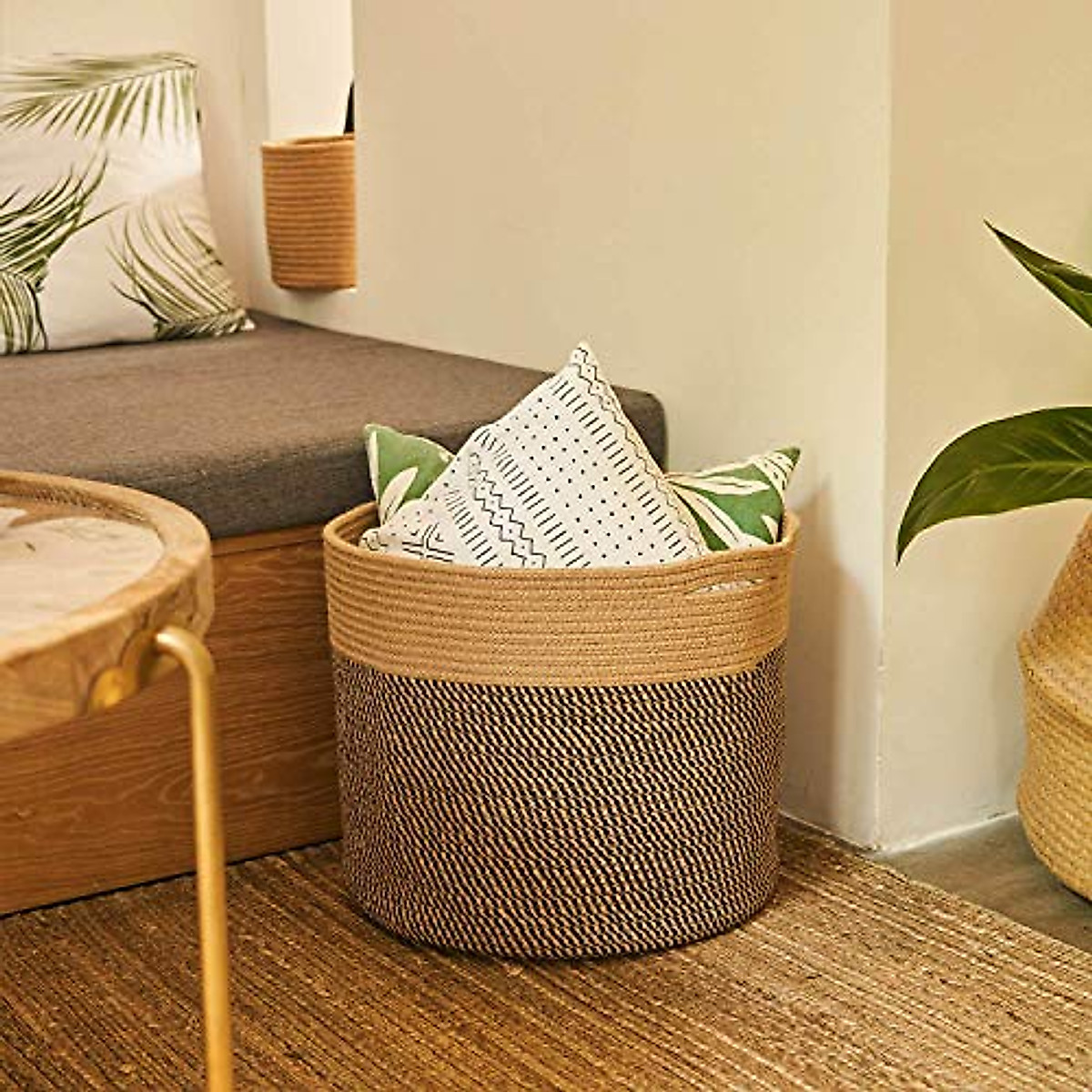 Goodpick Jute Rope Basket with Handles for Toys (Set of 2)
