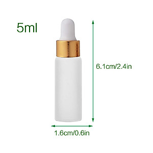 Enslz 15pcs 5ml Mini Empty Frosted Essential Oil Glass Dropper bottle Reusable Bottles Vial Nasal Oil dropper refillable bottle with Metal Screw Mouth lid&rubber Bulb (5ml, Gold)
