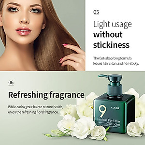 Masil 9 Conditioning Silk Protein Balm - Hydrating Smoothing Moisture Essence | Sulfate, Paraben & Silicone-Free | Anti-Frizz Treatment for Dry, Unmanageable, Damaged Hair (6.08 fl oz)