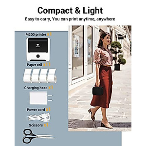 Memoking Case for M220 M200 Label Maker Portable Bluetooth Thermal Label Printer,Case for M200 M220 Label Printer - Storage Holder Tape Paper Roll & USB Cable, Black (Box Only)