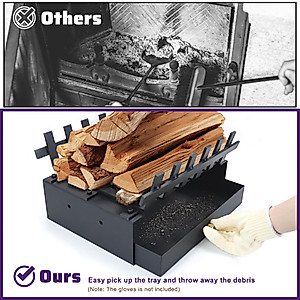 Mxclimate Fireplace Ash Tray Fireplace Log Grate kit,Ember Holder Fireplace Pan for Ash Collection,14'' Firewood Log Burning Rack Fire Grates for Indoor Outdoor Pit Camping Firepit