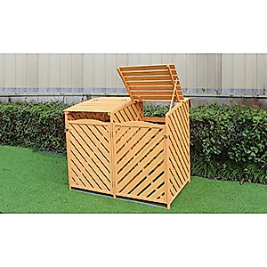 Hanover Outdoor 4.9 ft. x 4 ft. Wooden Trash Bin and Recyclables Storage Shed Natural