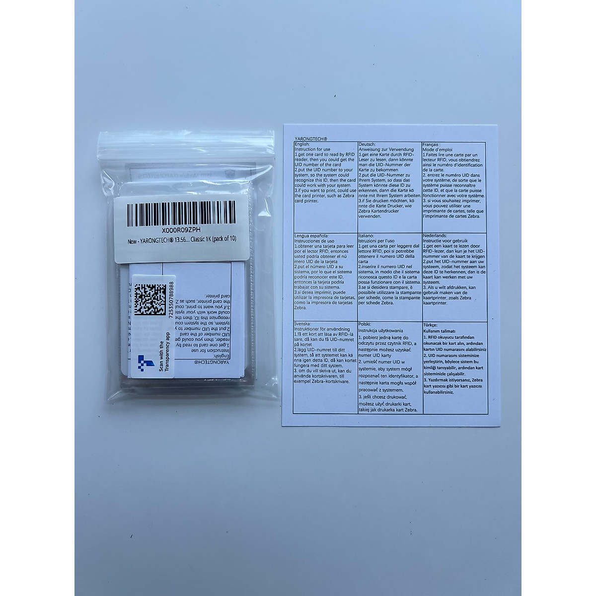 YARONGTECH 13.56mhz MIFARE Classic® 1K Evolis Printable White PVC Card for Door Entry Access Control (Pack of 10)