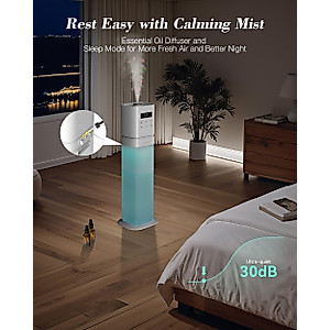 akacozie Humidifier Large Room Home Bedroom, 2.1Gal/8L Top Fill, Cool Mist Humidifiers for Bedroom with Essential Oil Diffuser, 360 Nozzle and Extended Tube for Indoor Plant, Whole House, Baby, Quiet