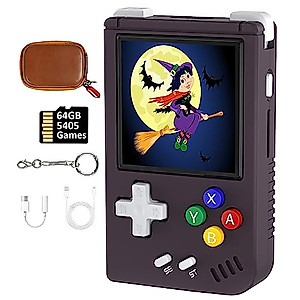 RG Nano Retro Handheld Game Console , Aluminum Alloy CNC Support Clock , Music Player Function 1.54 Inch IPS Screen 64G TF Card 5405 Games with Portable Bag (Purple)