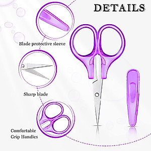 8 Pcs Detail Mini Craft Scissors Set Stainless Steel Scissors with Protective Cover Straight Tip Sewing Small Scissors for Christmas Crafting, Facial Hair Trimming, Travel, School and DIY Projects
