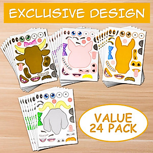 24 Make A Zoo Animal Sticker Sheets - Zoo and Safari Theme Birthday Party Favors - Fun Craft Project for Children 3+ Let Your Kids Get Creative & Design Their Favorite Animal Sticker!