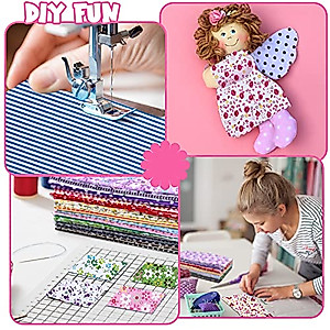 100 Pcs Cotton Fabric Square Patchwork Fabrics Craft Fabric Scraps Cotton Quilting Fat Flower Animals Cartoon Fabric Bundles Patchwork for Kids DIY Craft Sewing Cloths (10 Inch)