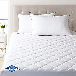 Abstract Mattress Pad - Quilted, Fitted Mattress Cover - Breathable Soft Cotton Cooling Mattress Protector for RV/Travel Trailer - Pillow Topper Bed Protector- 48"x75", White