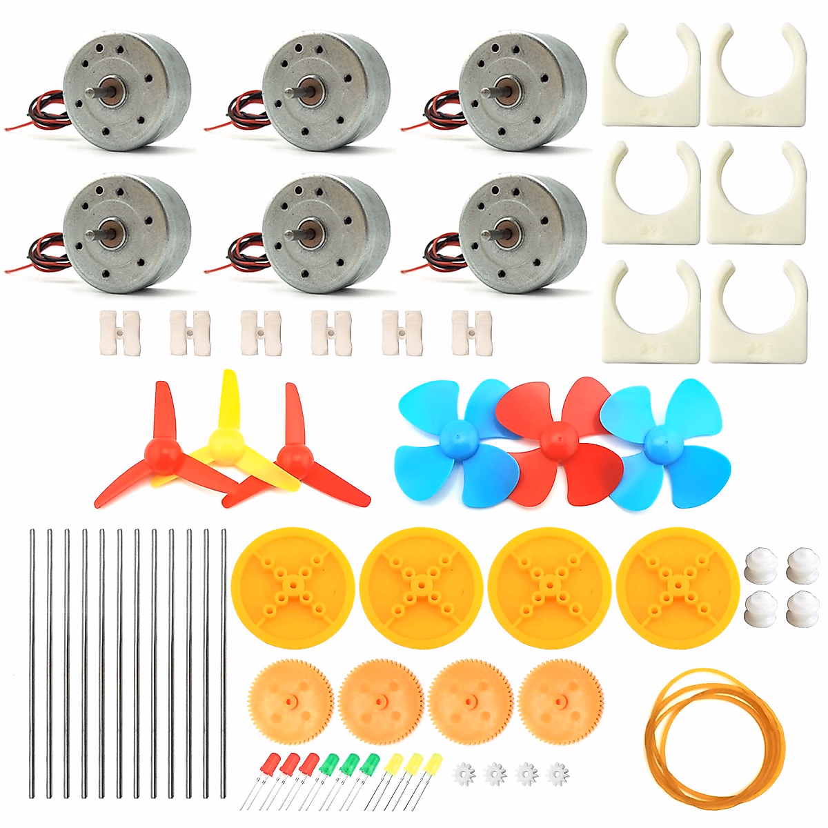 EUDAX 6 Set Mini Generator Motors 3V-12V DC Motor Electric Motor with Propellers Fan Leaf for DIY Electronic Toys Wind Turbine Hand Cranked Power Model School Project Educational Physics Experiment