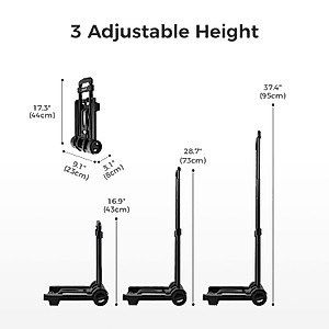 pack all Folding Luggage Cart, Heavy Duty Hand Truck with Wheels, Compact Trolley Cart for Home and Travel (Black)