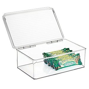 iDesign BPA-Free Plastic Pantry and Kitchen Storage, Stackable Freezer and Fridge Organizer Lidded Bin – 7.25" x 10.75" x 3.75", Clear