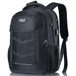 Backpack for Men, School Backpack for Teen Boys, Durable Travel Laptop Backpack with USB Charging Port Fits 15.6 Inch Laptop, Water Resistant Anti Theft College Computer Bag Gift Adult Hiking, Black