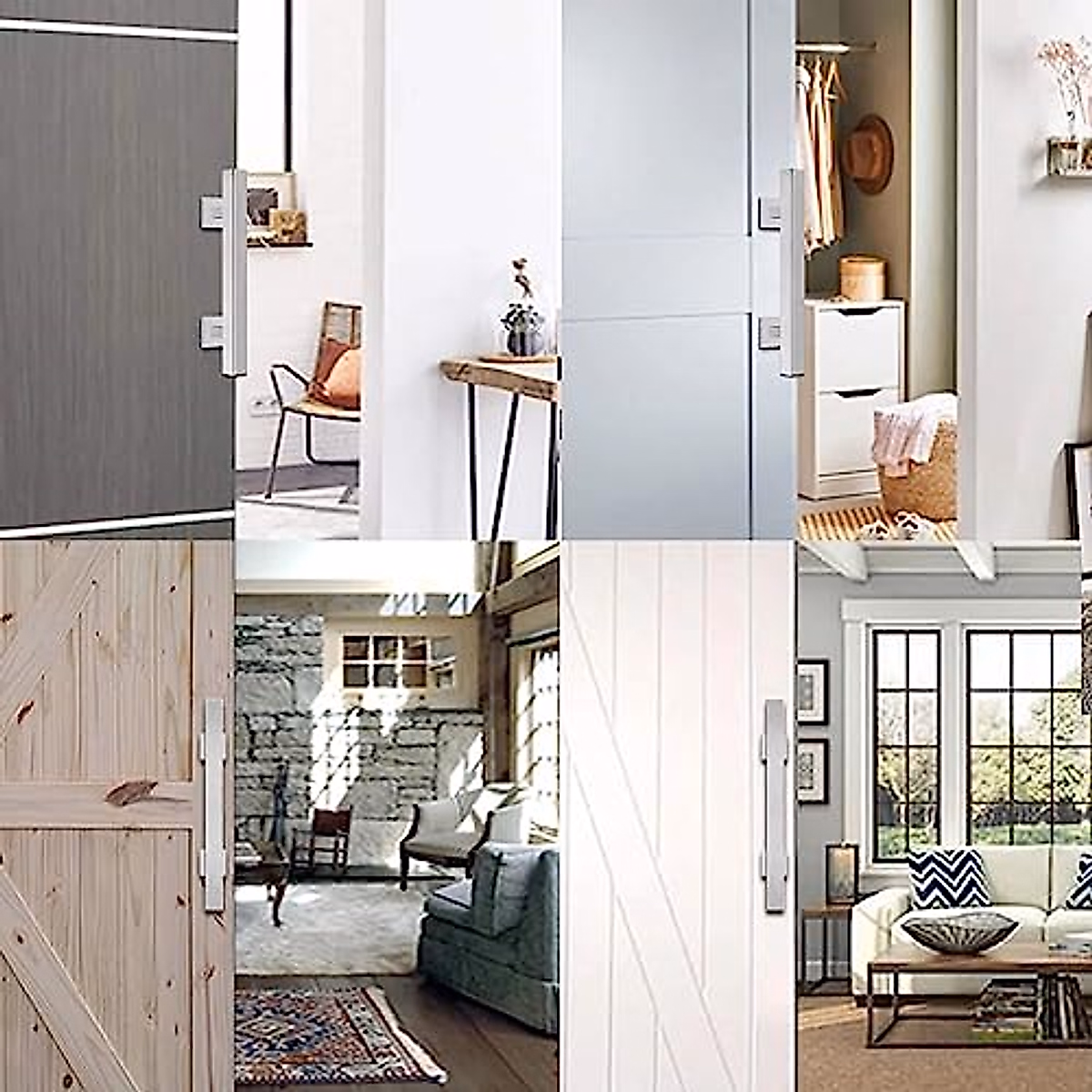 ROOMTEC 10" Barn Door Handles, Sliding barn Door Pull Handle, No Gap Flat Plate Design- Heavy Duty- Square- Easy to Install