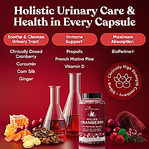 9-In-1 Killer Cranberry Pills for Women – UTI Defense Blend with Clinically Studied Ingredients – 9 Extract Urinary Tract Supplement – Pine Bark, Propolis, Vitamin D & More – 60 Fast-Acting Capsules